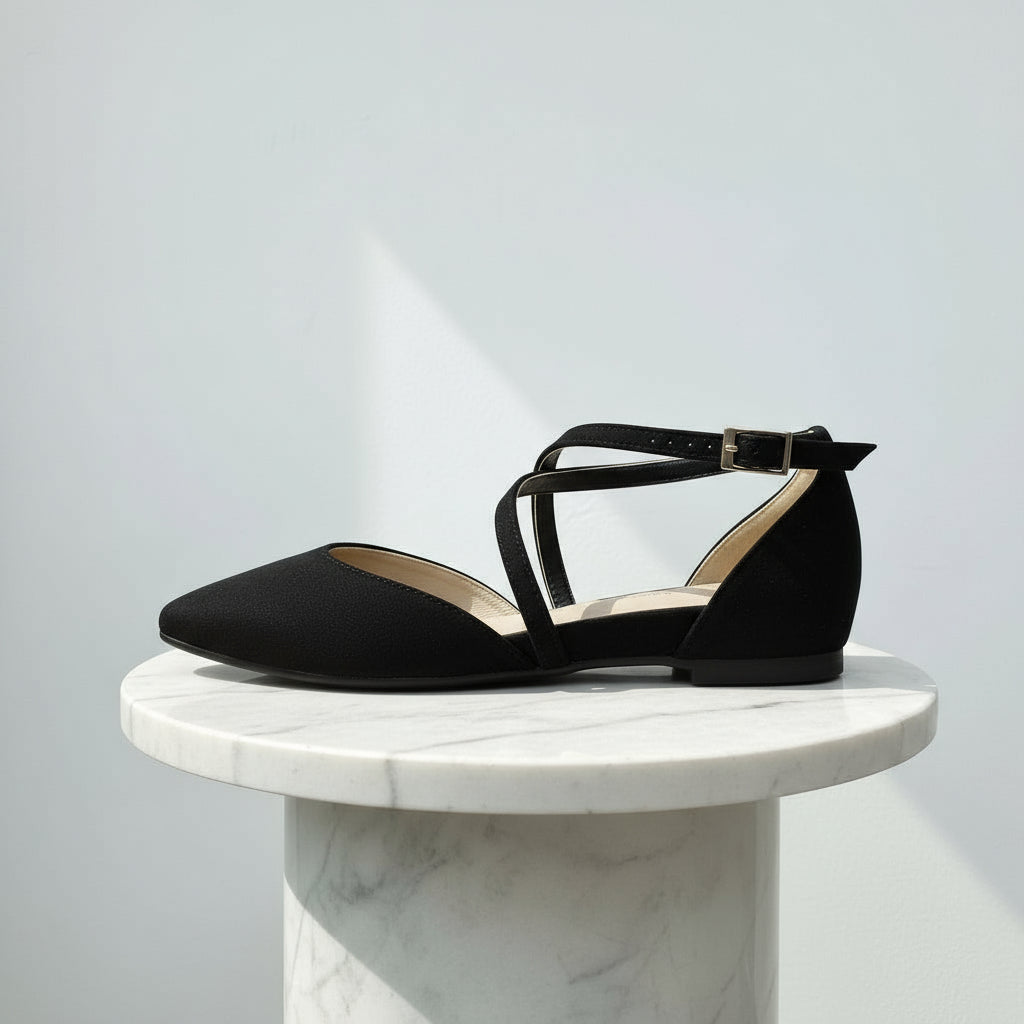 SALLY Petite Suede Shoes | Small Size Flats with Gold Buckle – PiccolaShoes